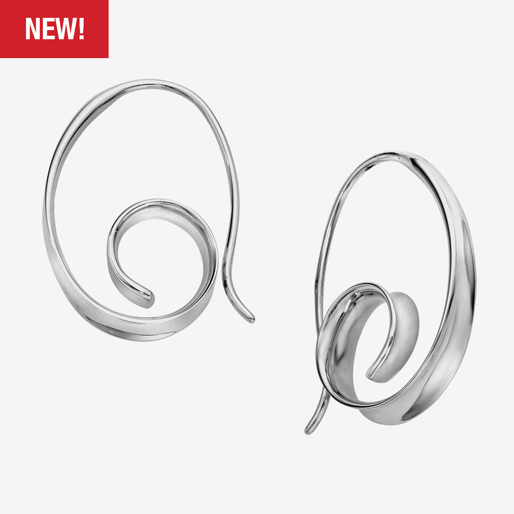 Ed Levin Designs: Earrings: Curly-Q, Silver - Helen Winnemore's